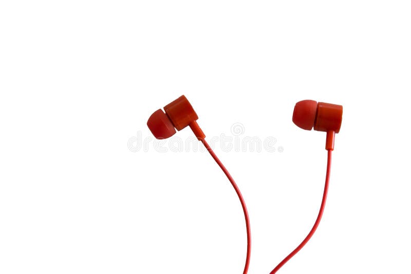 Isolated Red Earphone on White Background Stock Photo - Image of ...
