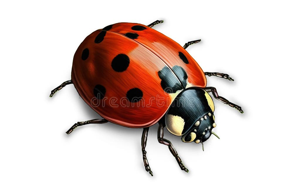 Isolated Red Lady Bug with Shadows - Generative AI Stock Photo ...