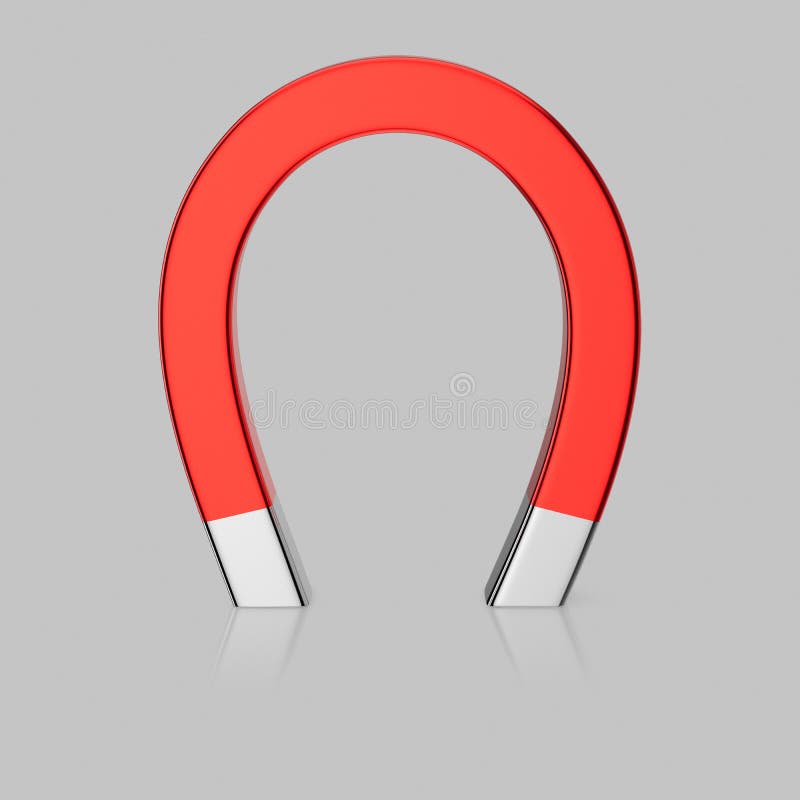 Isolated Red Magnet on a Light Reflective Surface Stock Illustration ...
