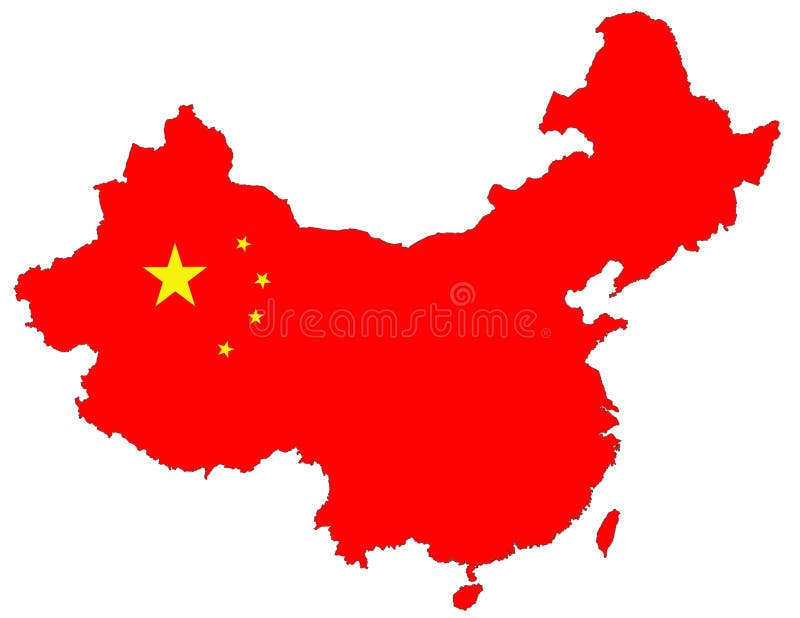 Isolated red map of China stock illustration. Illustration of white ...