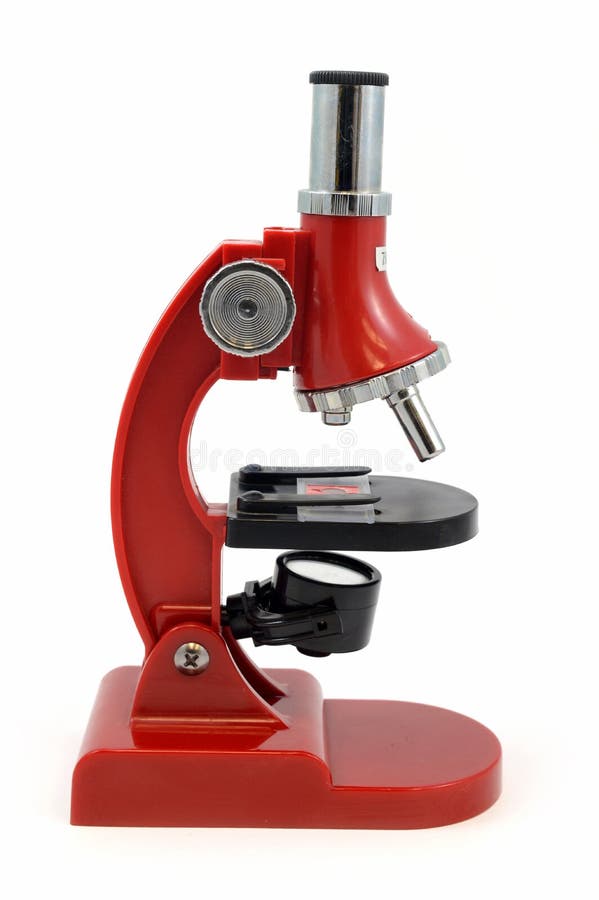 Isolated Red Microscope stock photo. Image of examine - 156590782