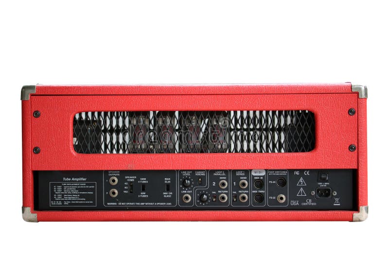 Isolated Red Modern Head Amplifier Back Panel. Stock Image - Image of ...