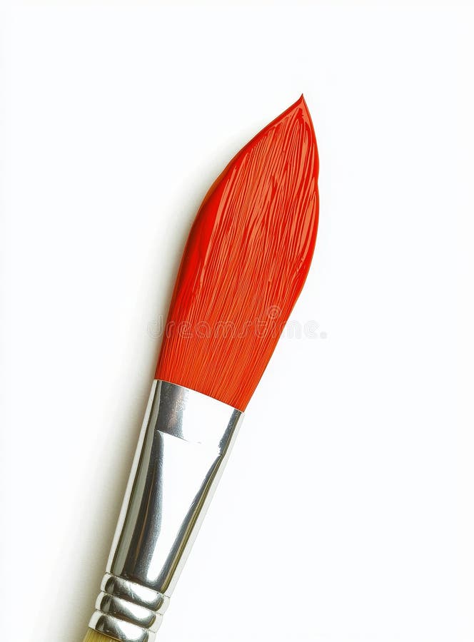 Isolated Red Paint Brush on White Background. 3D Illustration Stock ...