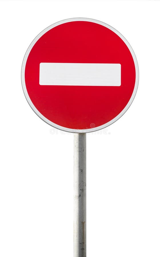 Isolated Red Road Sign on Metal Pole. No Entry Stock Image - Image of ...