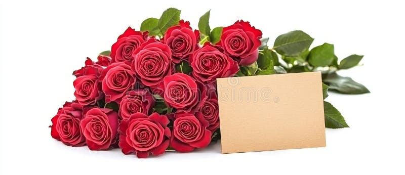 Isolated Red Rose Bouquet with a Card Stock Photo - Image of bouquet ...