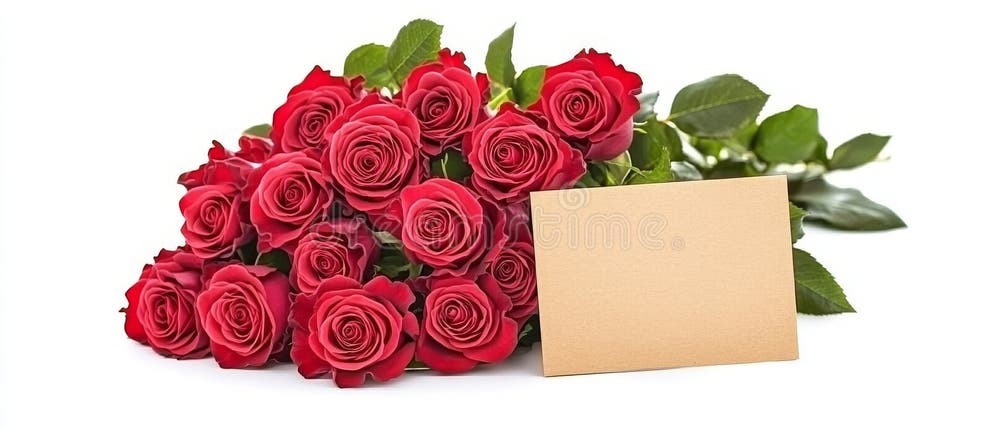 Isolated Red Rose Bouquet with a Card Stock Photo - Image of bouquet ...