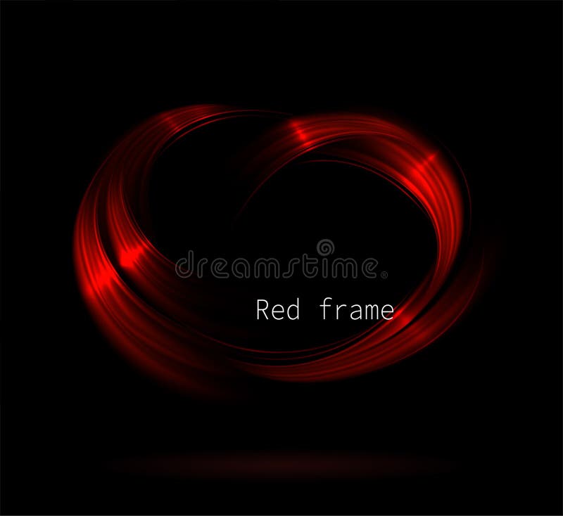 Isolated Red Round Frame with Glitter, Abstract Figure on Black ...