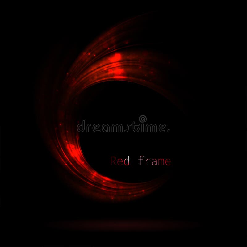 Isolated Red Round Frame with Glitter, on Black Background Stock ...
