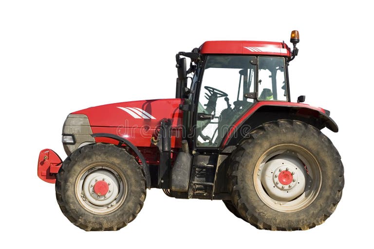 Isolated red tractor stock photo. Image of harvest, green - 3206358