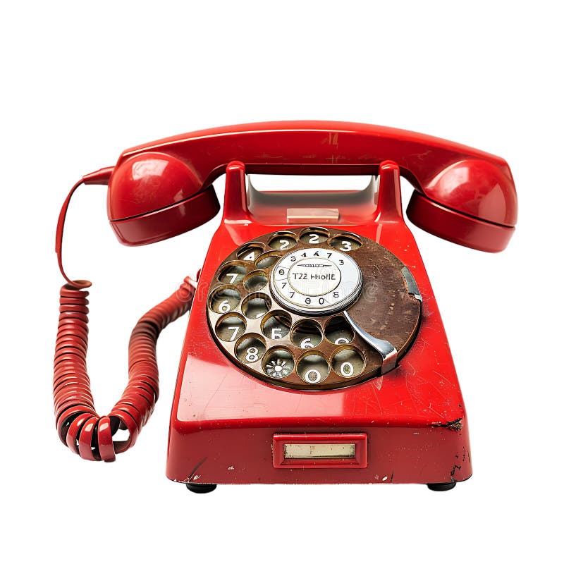 Isolated Red Vintage Phone on Transparent Background Ai Generated Stock ...