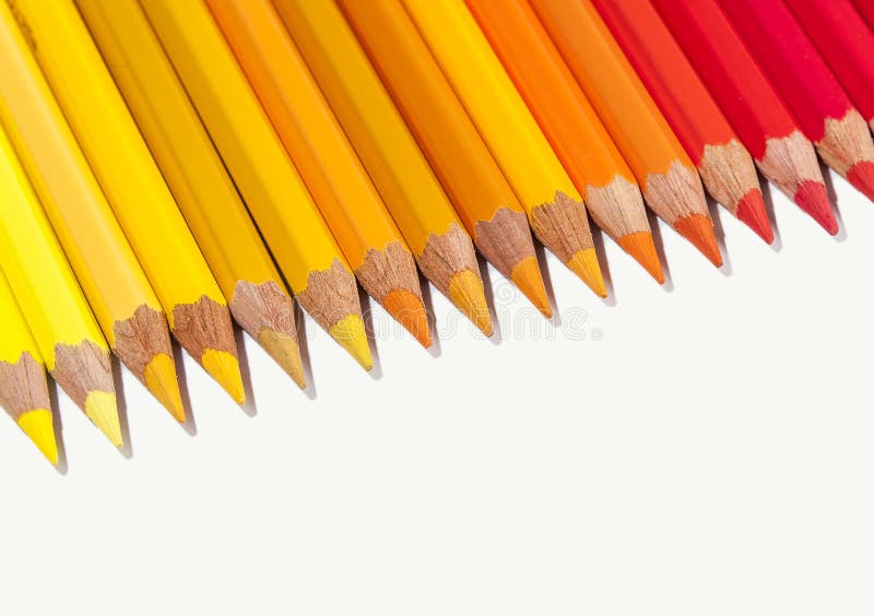 Isolated Red Yellow and Orange Pencils in Line Stock Image - Image of ...