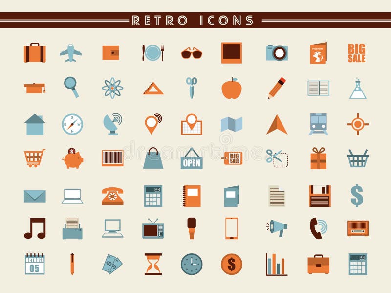 Isolated retro icon stock vector. Illustration of collection - 61924990