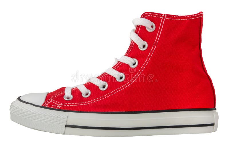 Isolated Retro Red Sneaker stock image. Image of laces - 214236125