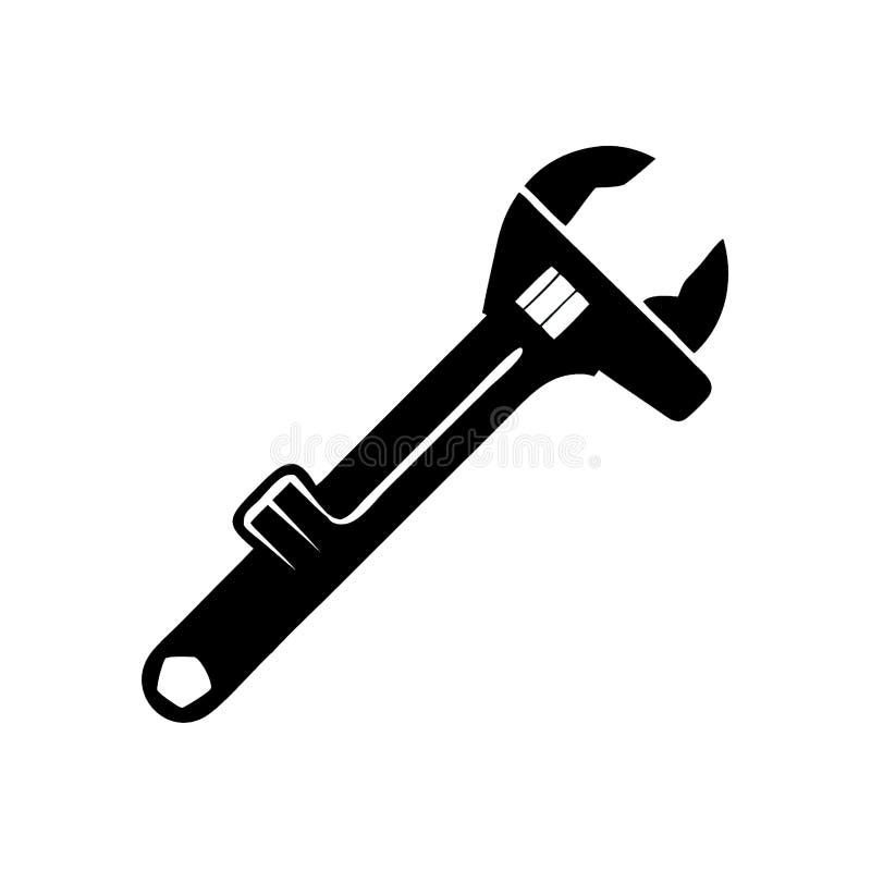 Isolated Reveals Adjustable Crescent Wrench Silhouette, a Clear Symbol ...