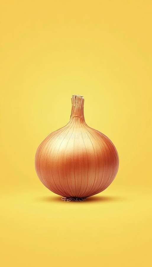 Isolated Ripe Onion on Yellow Background Vibrant and Smooth Skin ...
