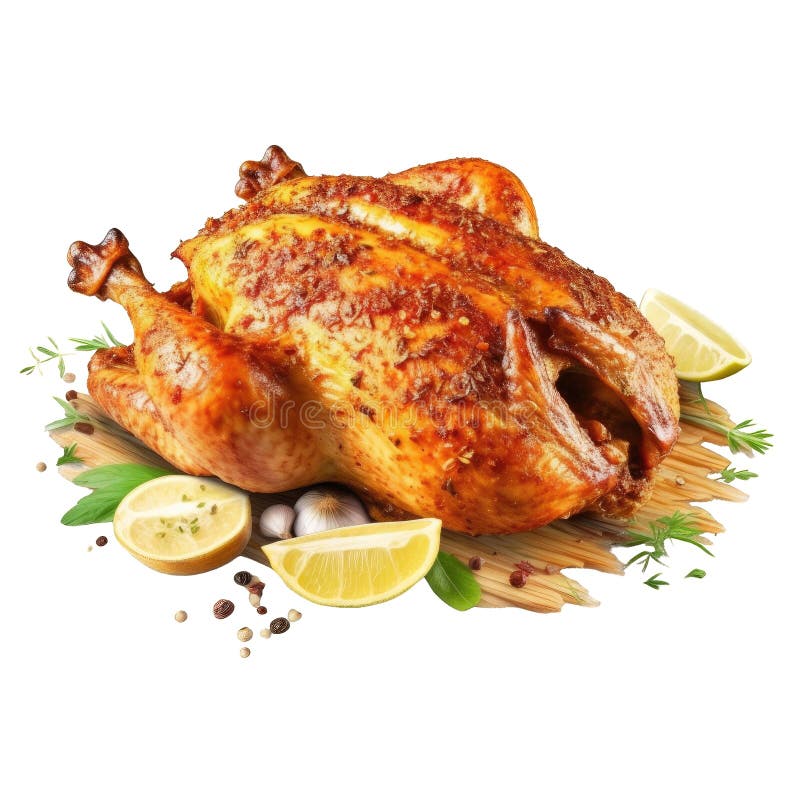 Isolated Roasted Chicken with Spices on a Transparent Background Stock ...