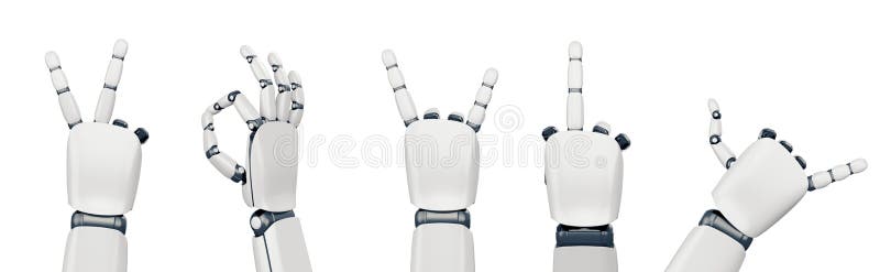 Isolated Robot Hand Gestures on White Stock Illustration - Illustration ...