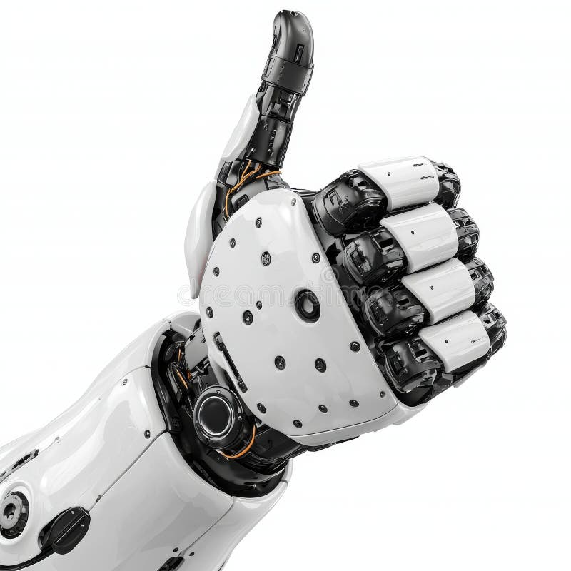 An Isolated Robot Hand Giving a Thumbs Up on a Transparent Backdrop ...