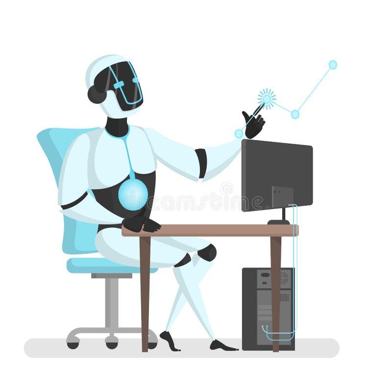 Isolated robot working. stock vector. Illustration of modern - 118705493