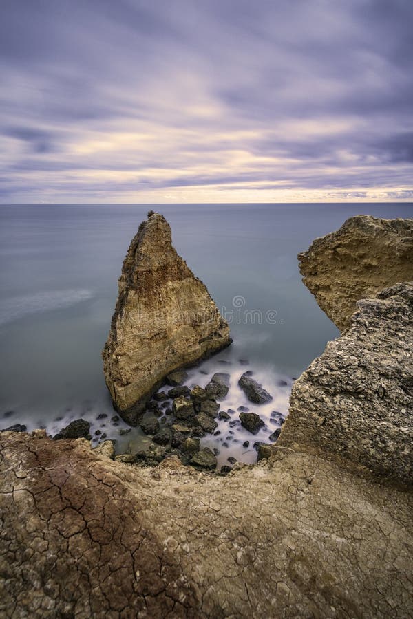 Rock on the Ocean View Over the Cliff Stock Image - Image of ancient ...