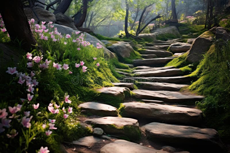 Isolated Rock Path Mountain Edge. Generate Ai Stock Image - Image of ...