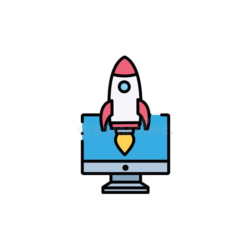 Rocket Computer Vector Logo with Simple Style Concept, Illustration of ...