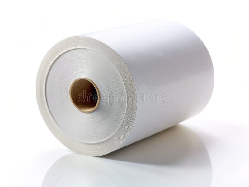 Isolated Roll of White Thermal Fax Paper on Minimalist Background ...