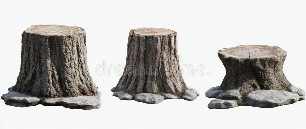 Isolated Rough Stone Tree Stump on Transparent Background Stock Photo ...