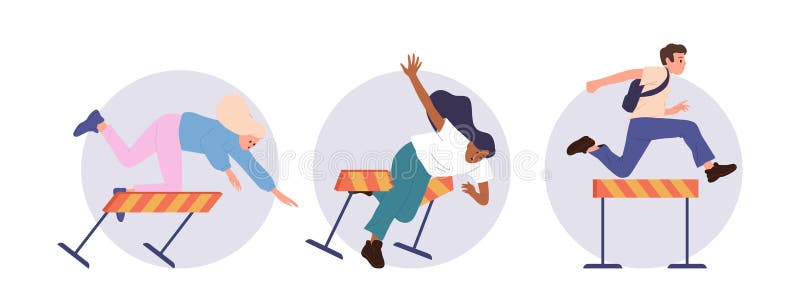 Isolated Round Composition Set with People Cartoon Characters Falling ...