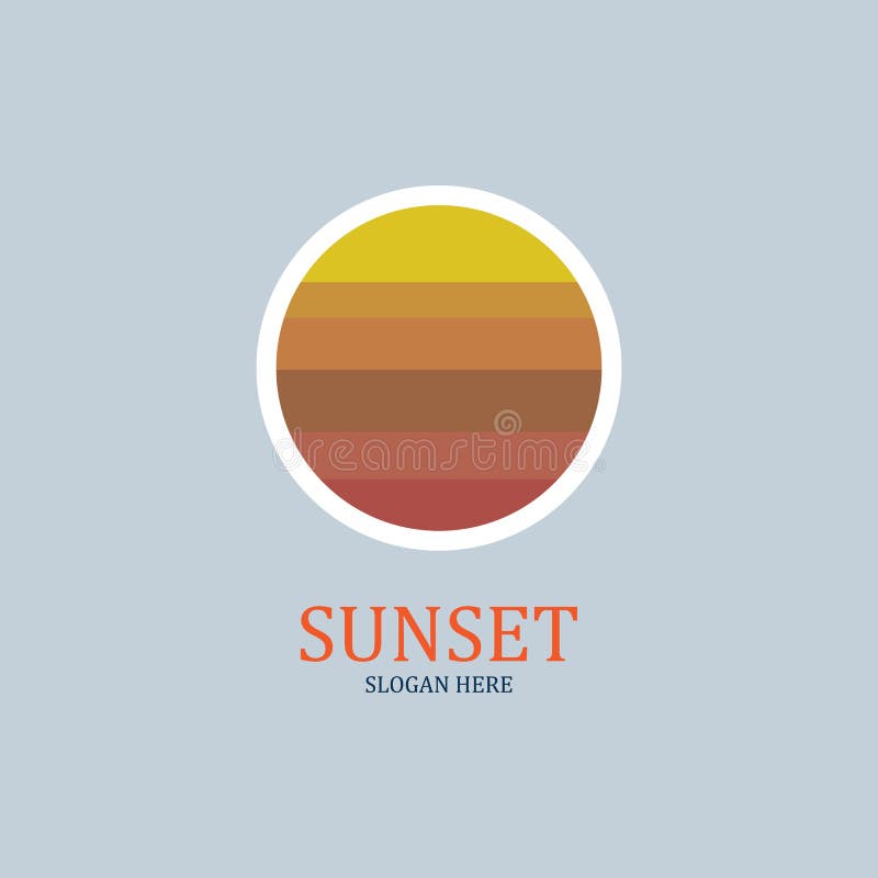 Isolated Round Shape Sunset Vector Logo Stock Vector - Illustration of ...