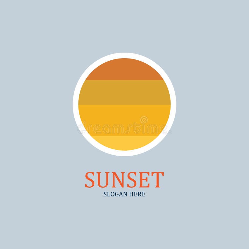 Isolated Round Sunset Vector Logo. Mountains Silhouette. Minimalistic ...