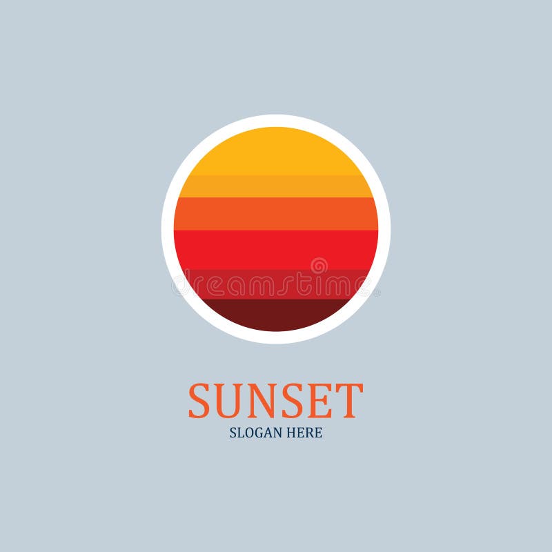 Isolated Round Shape Sunset Vector Logo Stock Vector - Illustration of ...