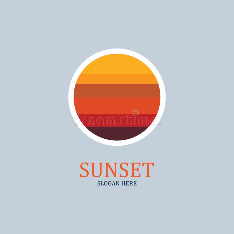 Isolated Round Shape Sunset Vector Logo Stock Vector - Illustration of ...