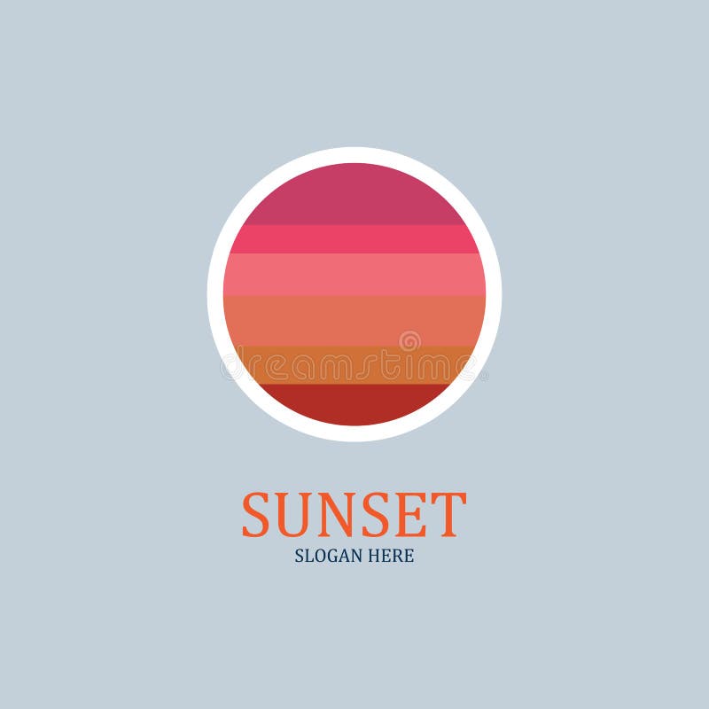 Isolated Round Shape Sunset Vector Logo Stock Vector - Illustration of ...