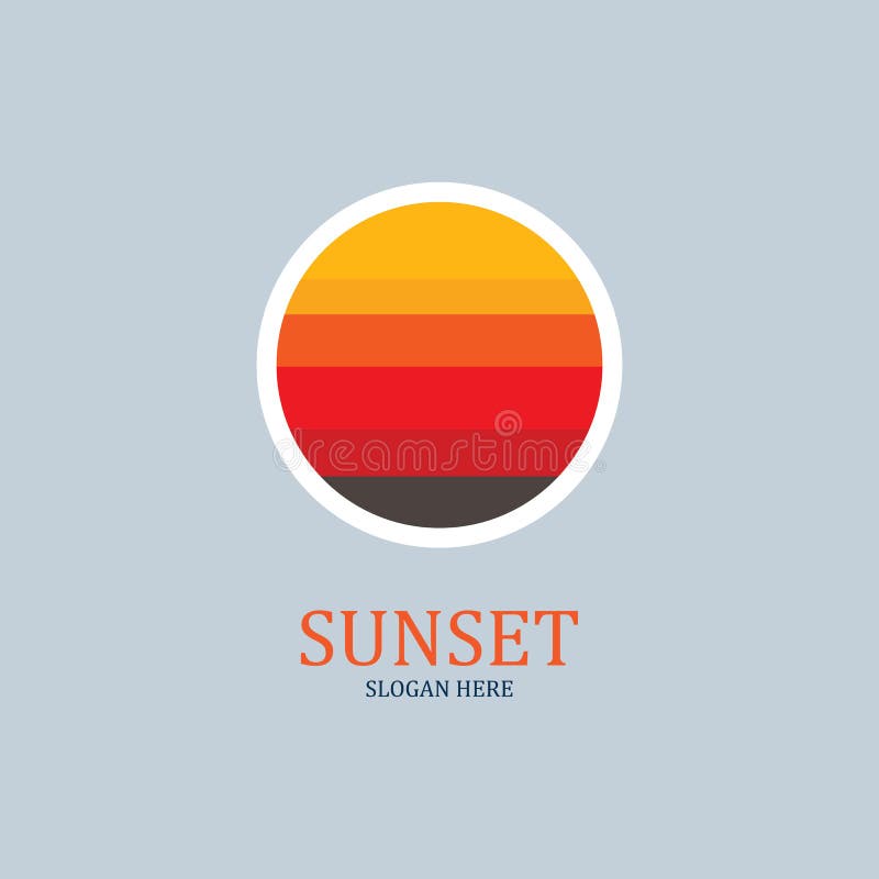 Isolated Round Shape Sunset Vector Logo Stock Vector - Illustration of ...