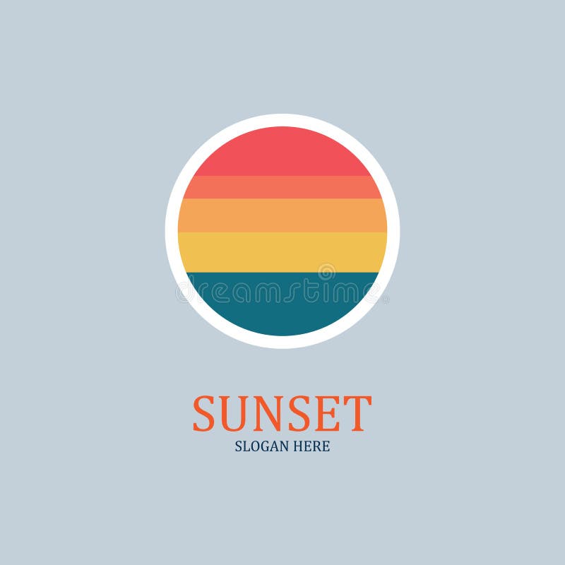 Isolated Round Shape Sunset Vector Logo Stock Vector - Illustration of ...