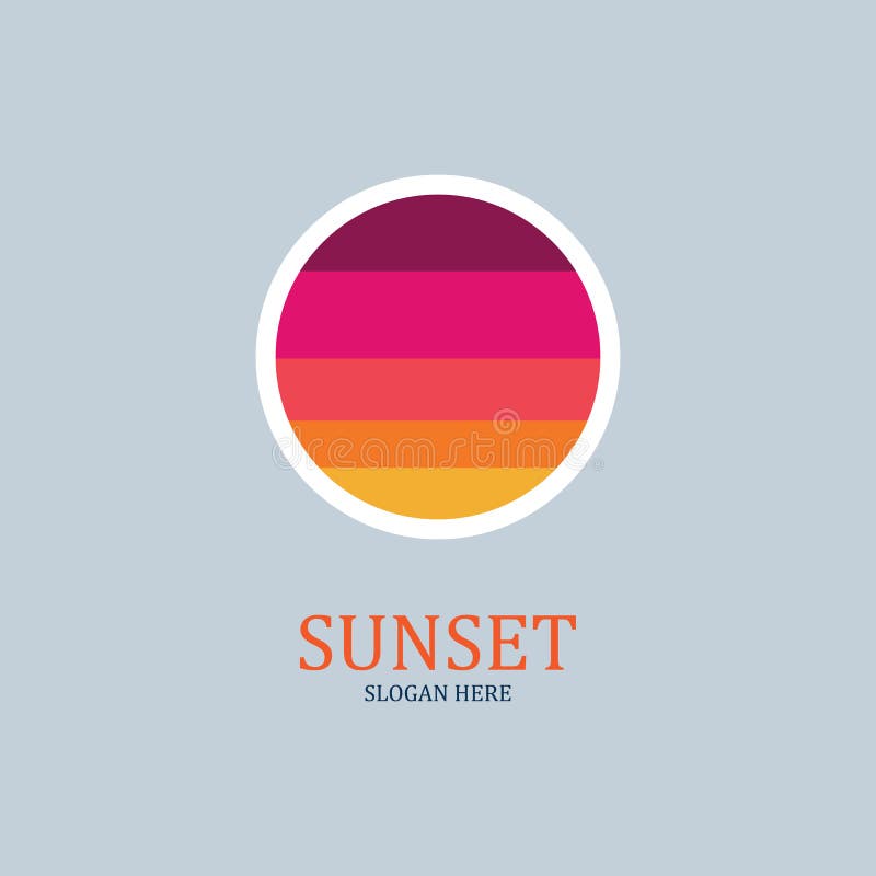Isolated Round Shape Sunset Vector Logo Stock Vector - Illustration of ...