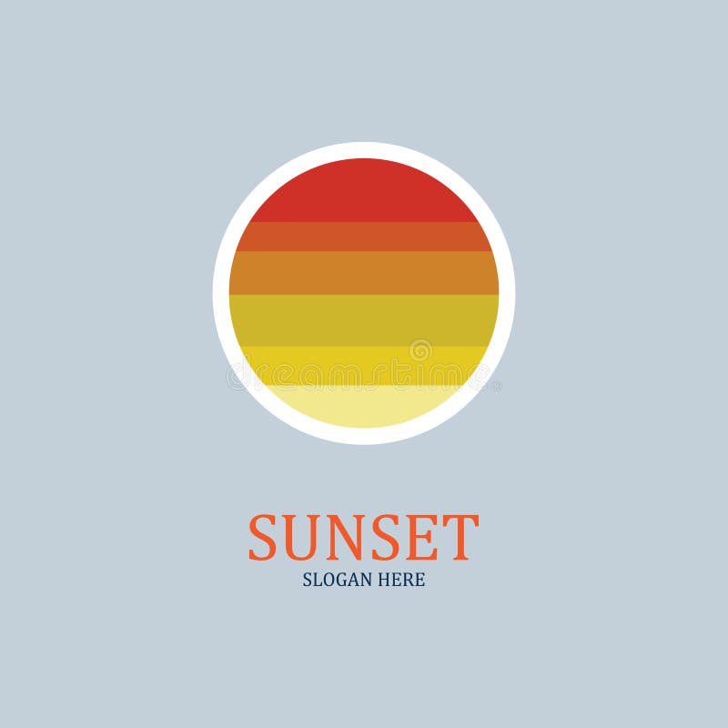 Isolated Round Sunset Vector Logo. Mountains Silhouette. Minimalistic ...