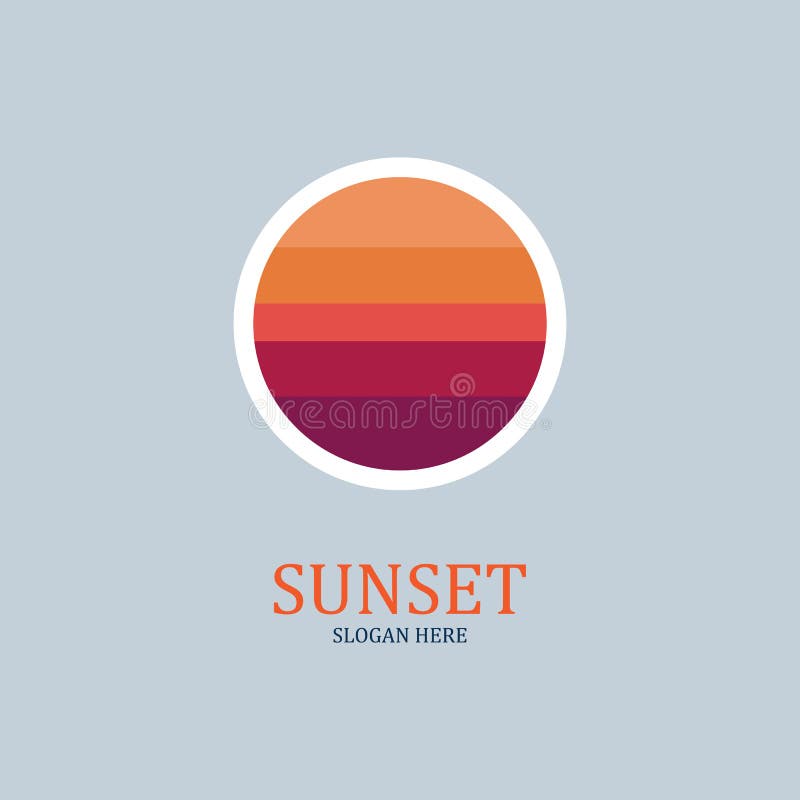 Isolated Round Shape Sunset Vector Logo Stock Vector - Illustration of ...