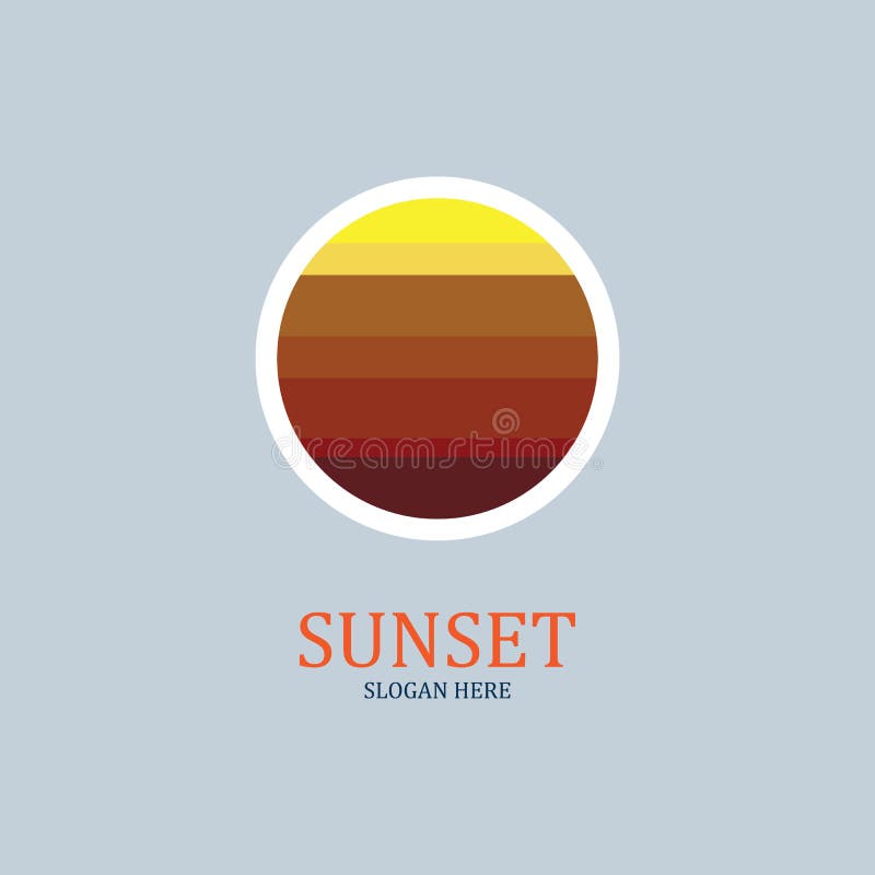 Isolated Round Shape Sunset Vector Logo Stock Vector - Illustration of ...