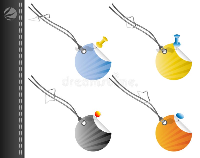 Isolated Round Tags with Drawing Pins Stock Vector - Illustration of ...