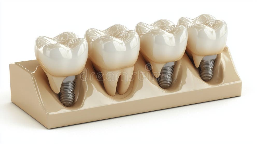 Isolated Row of Teeth with Dental Implants Stock Image - Image of ...