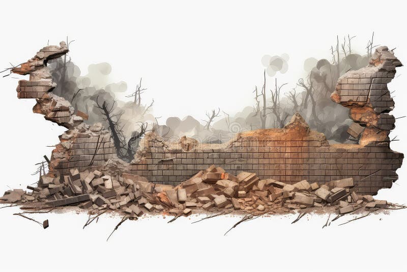 Isolated Ruined Building Wall on Transparent Background Stock ...