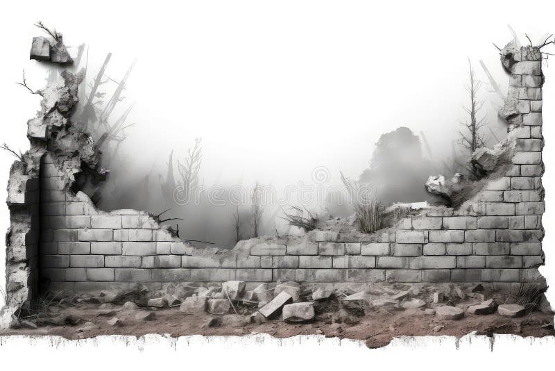 An Isolated Set of Ruined Buildings with a Transparent Background ...
