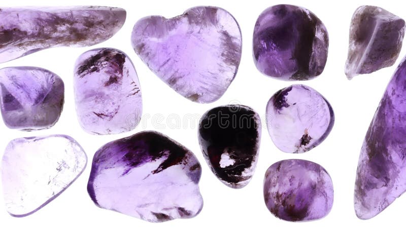 Isolated Rutilated Amethyst Gemstones Set Texture. Moving Right ...