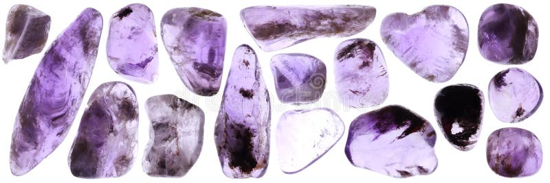 Isolated Rutilated Amethyst Stones Set Texture Stock Photo - Image of ...