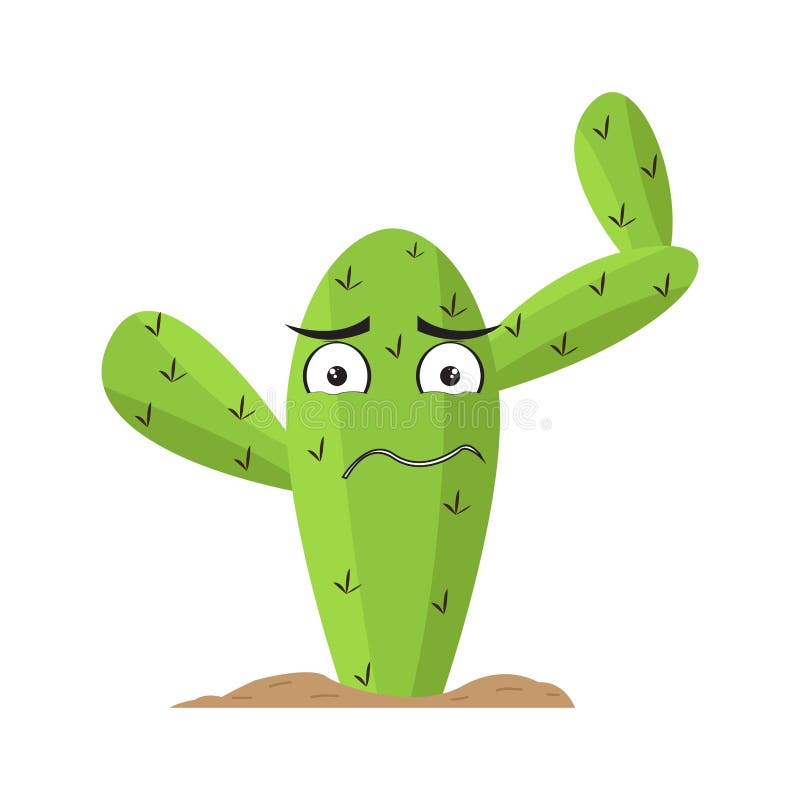Isolated Sad Cactus Character Stock Vector - Illustration of comic ...