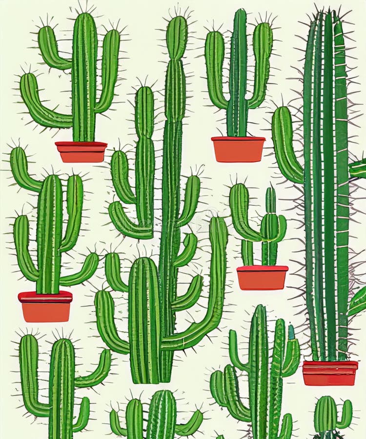 Isolated Saguaro Cactus Set. Vector Illustration Stock Image - Image of ...