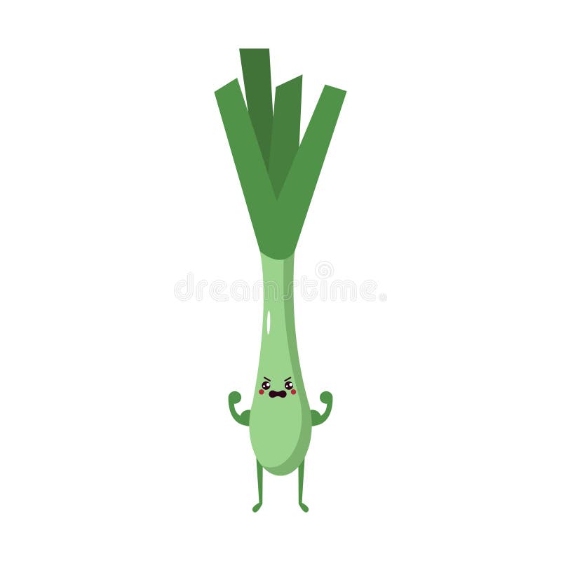 Isolated Scallion Cartoon Kawaii Stock Vector - Illustration of vector ...