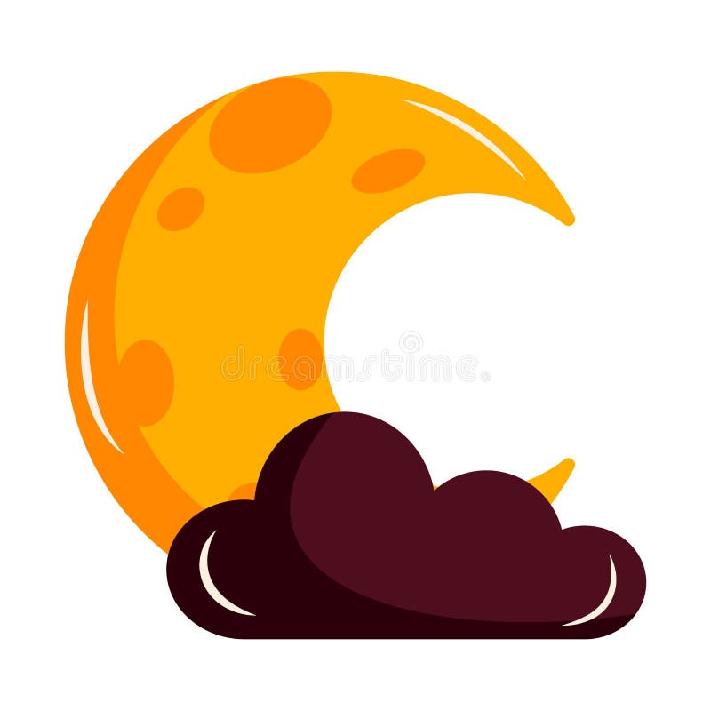 Isolated Scary Moon with a Cloud Vector Stock Vector - Illustration of ...